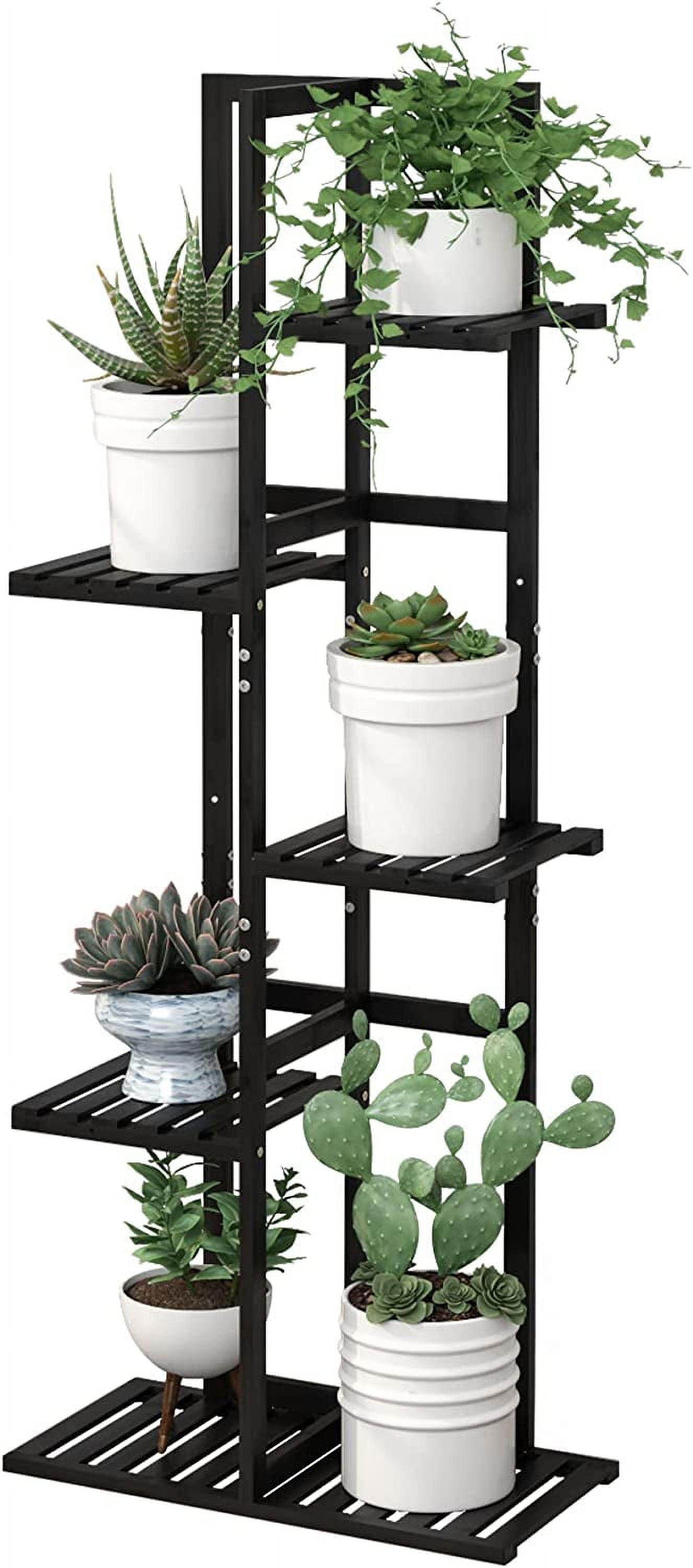 5 Tier Bamboo Plant Stand Rack 6 Potted Multiple Flower Pot Holder ...