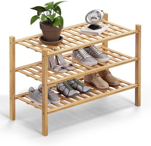 5 Tier Bamboo Shoe Rack Storage Organizer, Multifunctional Free ...