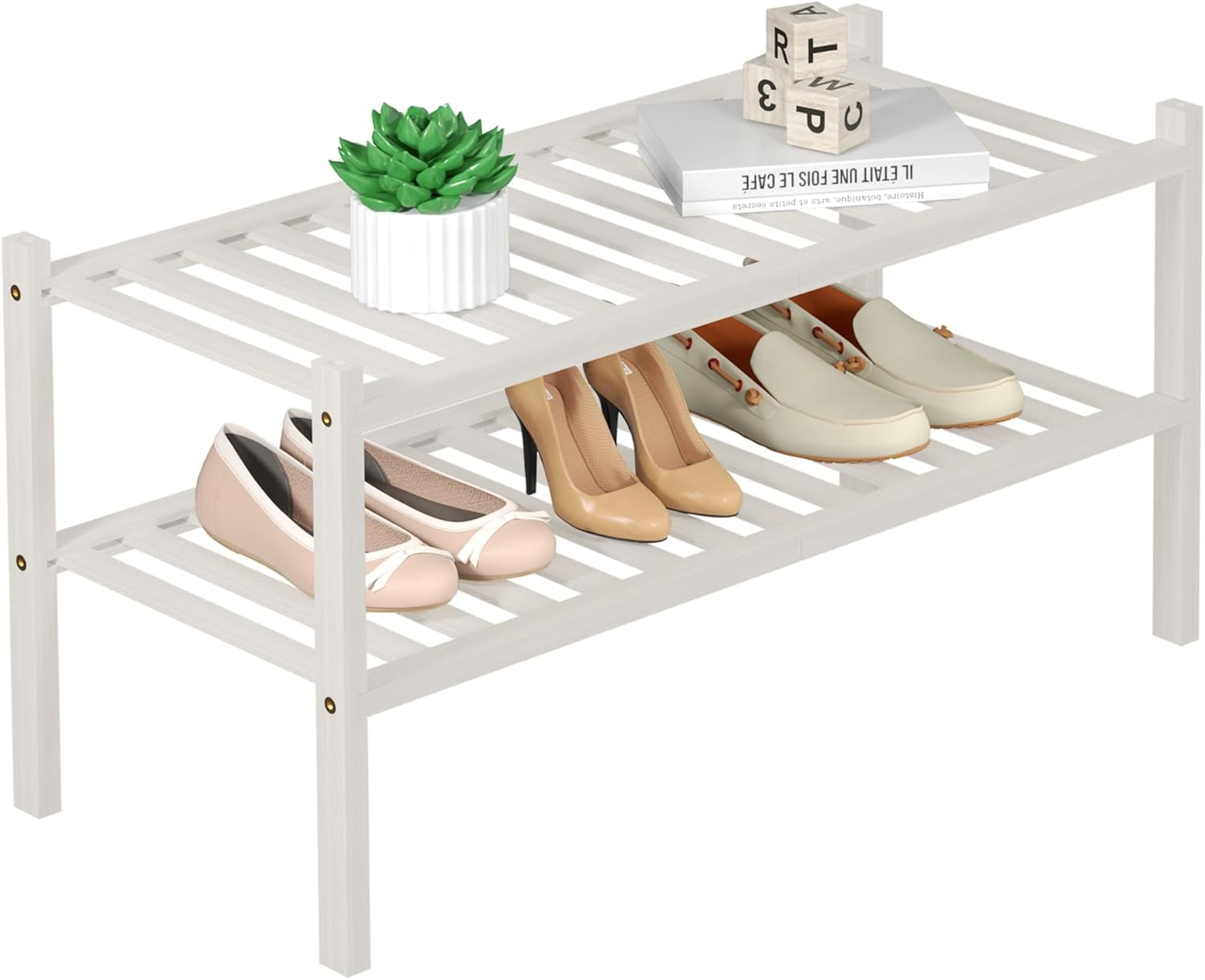 5 Tier Bamboo Shoe Rack for Closet Free Standing Wood Shoe Shelf for ...