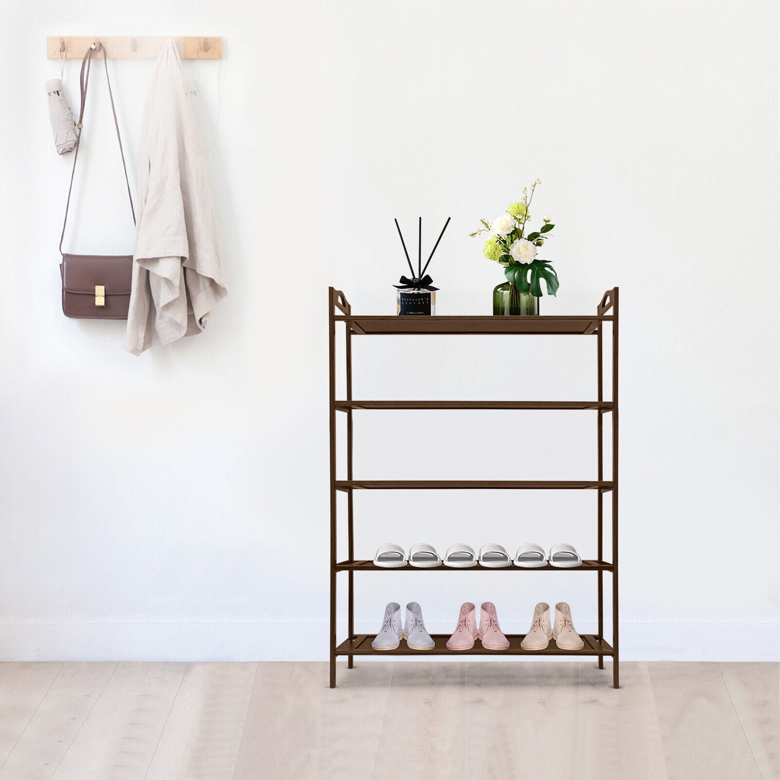 5-Tier Bamboo Shoe Rack for Entryway, 15 Pairs Large Shoe Rack ...