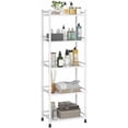 5 Tier Bathroom Storage Open Shelf Unit, Free-Standing Metal Corner ...