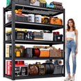 5-Tier Black Metal Wire Shelving, 78"×46"×20" Adjustable Heavy Duty ...