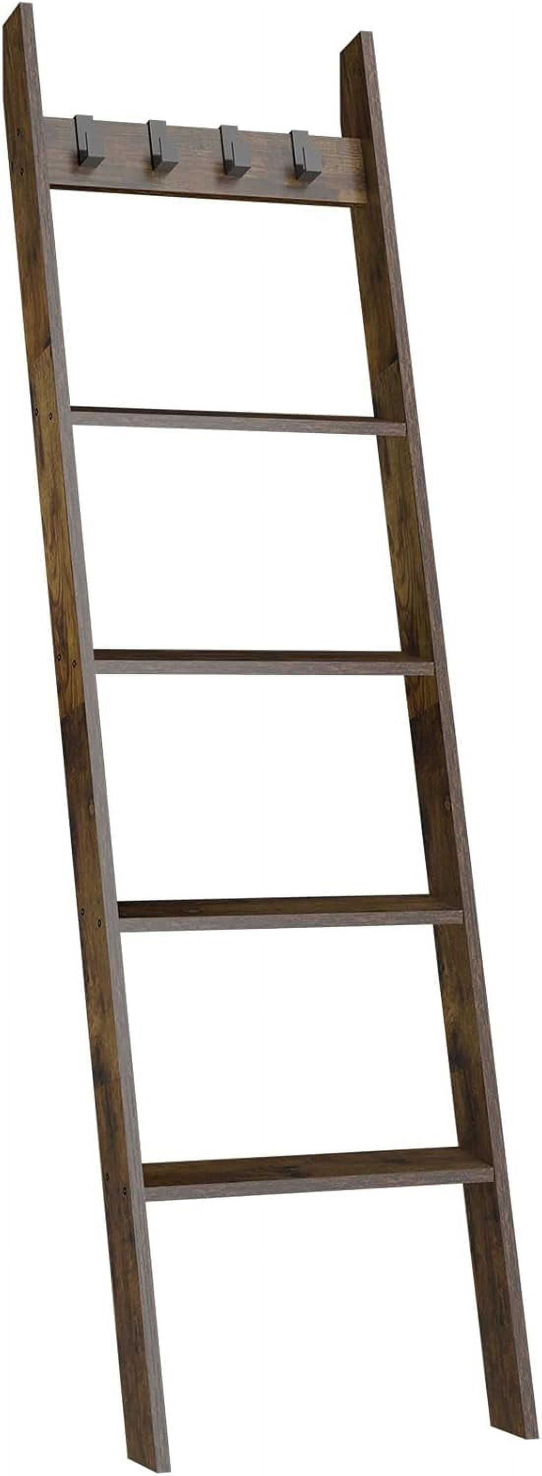 5-Tier Blanket Ladder Shelf,Ladder Rack for Storage and Decor,Wooden ...
