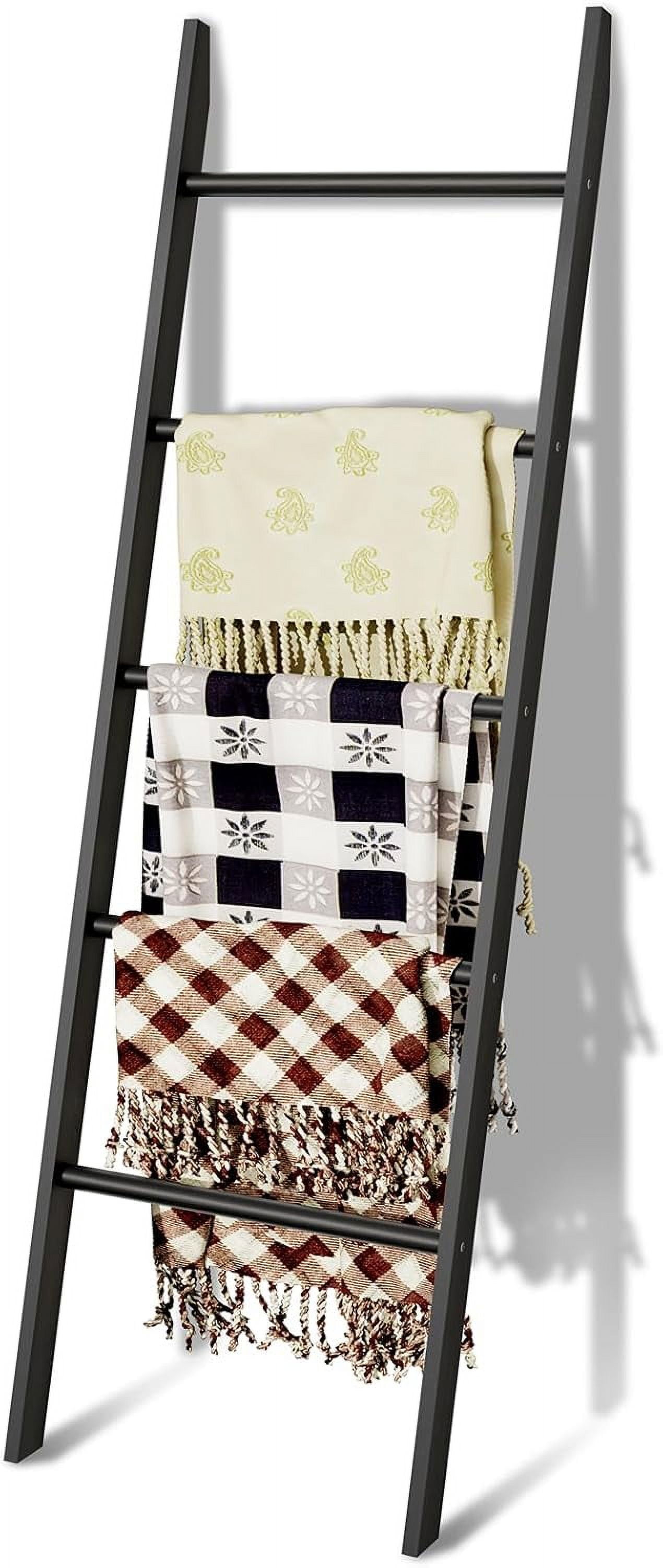 5-Tier Blanket Ladder Wooden, Non-Folding 4.8FT(57.5'') Blanket Quilt ...
