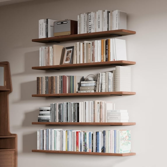 5 Tier Book Shelf 72 Inch White Floating Shelf for Wall Farmhouse Heavy ...