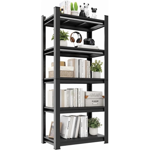 5-Tier Book Shelf, Heavy Duty Steel Bookshelf, Large Storage Capacity ...
