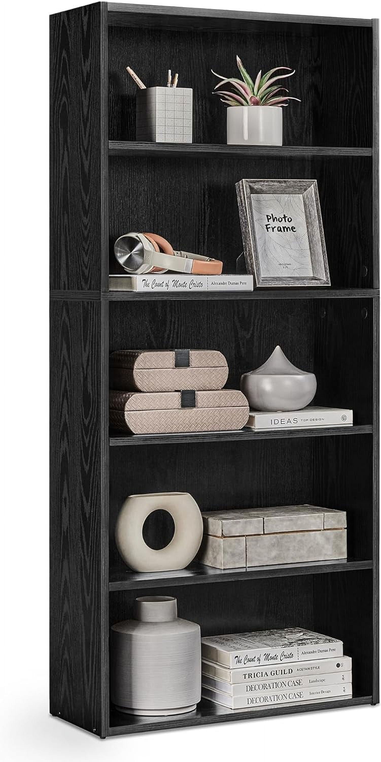 5 Tier Bookcase,53 Inch Tall Bookshelf Storage Wall Shelf Organizer ...