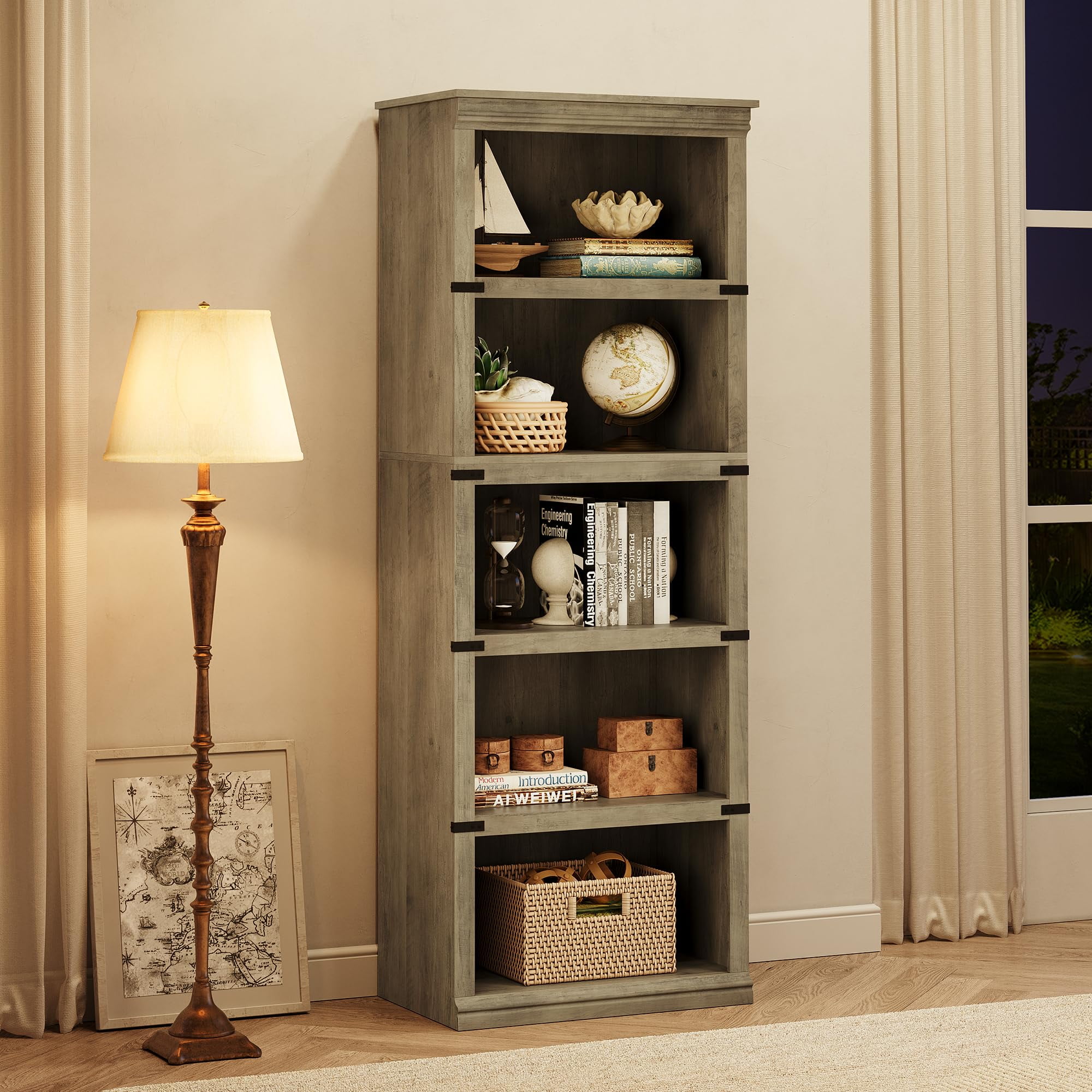 5 Tier Bookcase, Book Shelf with Storage Open Display Bookshelves, 67.4 ...