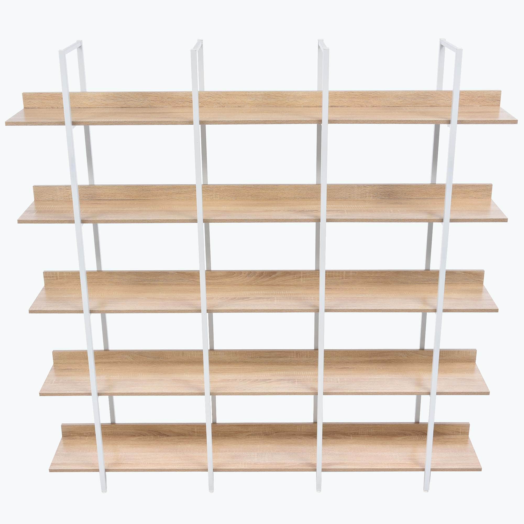 5 Tier Bookcase Home Office Open Bookshelf Oak+White - Walmart.com