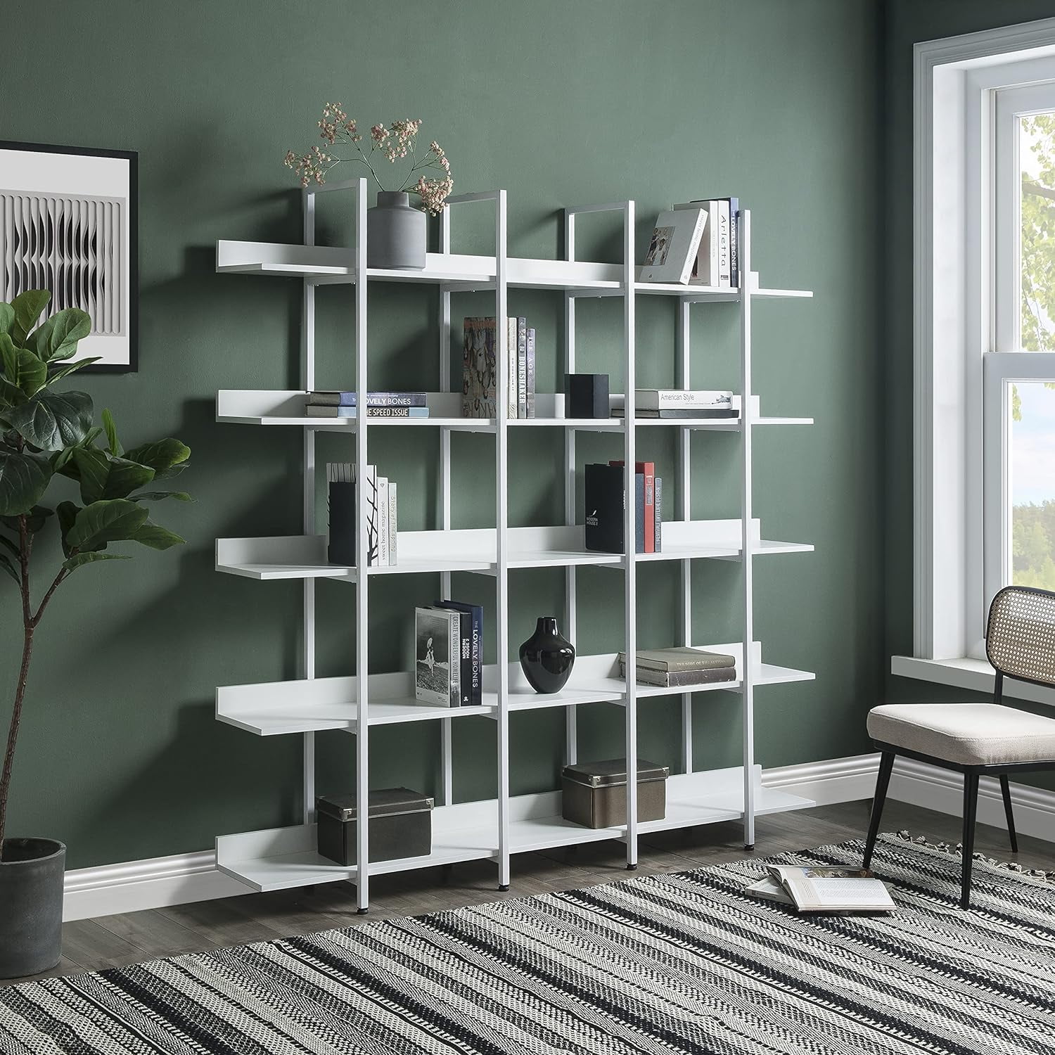5 Tier Bookcase with Open Display Rack Home Office Open Bookshelf with ...