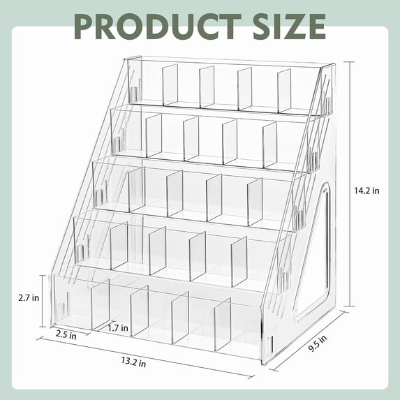 5-Tier Bookmark Display Stand, 25-Compartment Organizer with Slanted ...