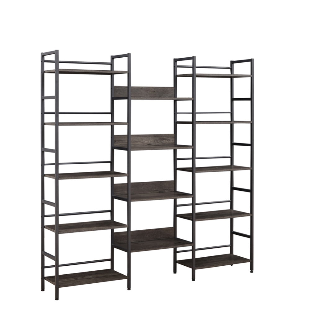 5 Tier Bookshelf 3 Columns Bookcase, Modern Storage Rack Display Stand ...