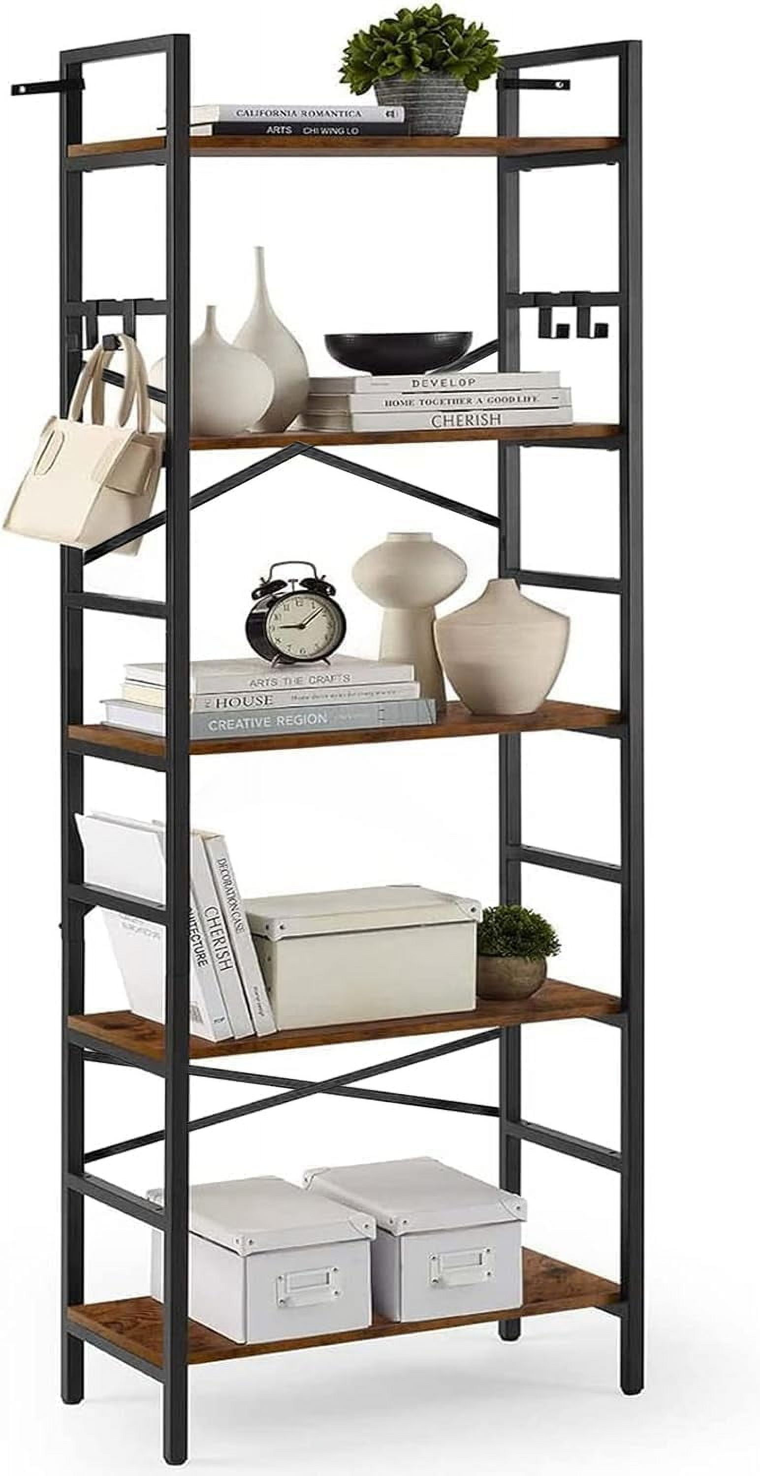 5 Tier Bookshelf, 5 Tier Bookshelves, Home Office Bookcase Shelf ...