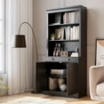 5-Tier Bookshelf, 70 Inch Tall Bookcase with 2 Doors and 1 Drawer, with ...