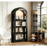 5-Tier Bookshelf, Arch-Shaped Wooden Bookcase, Tall Standing Modern ...