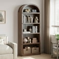 5-Tier Bookshelf, Arched Open Bookcase, Tall Wood Book Shelf and ...