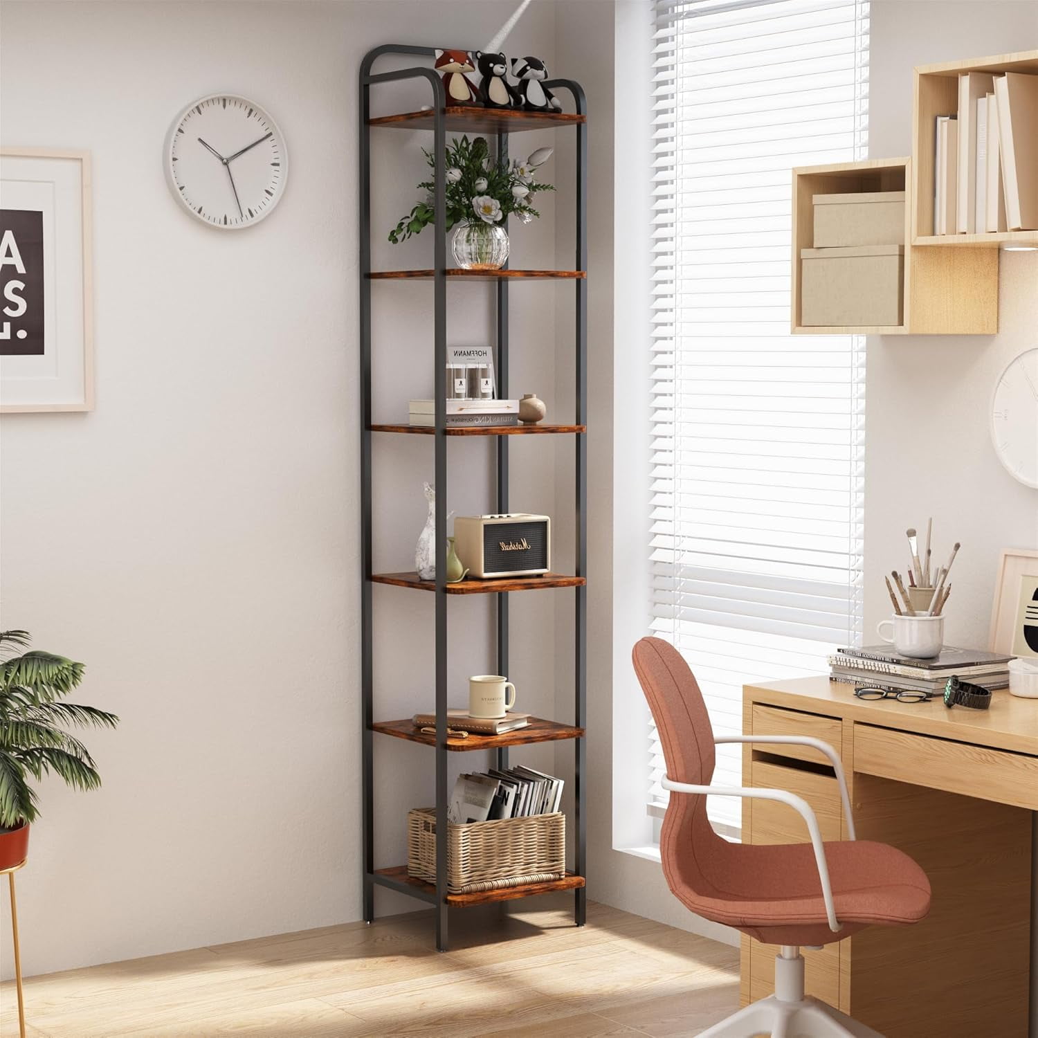 5 Tier Bookshelf, Bookcase with 5 Shelves, Storage Rack Organizer ...