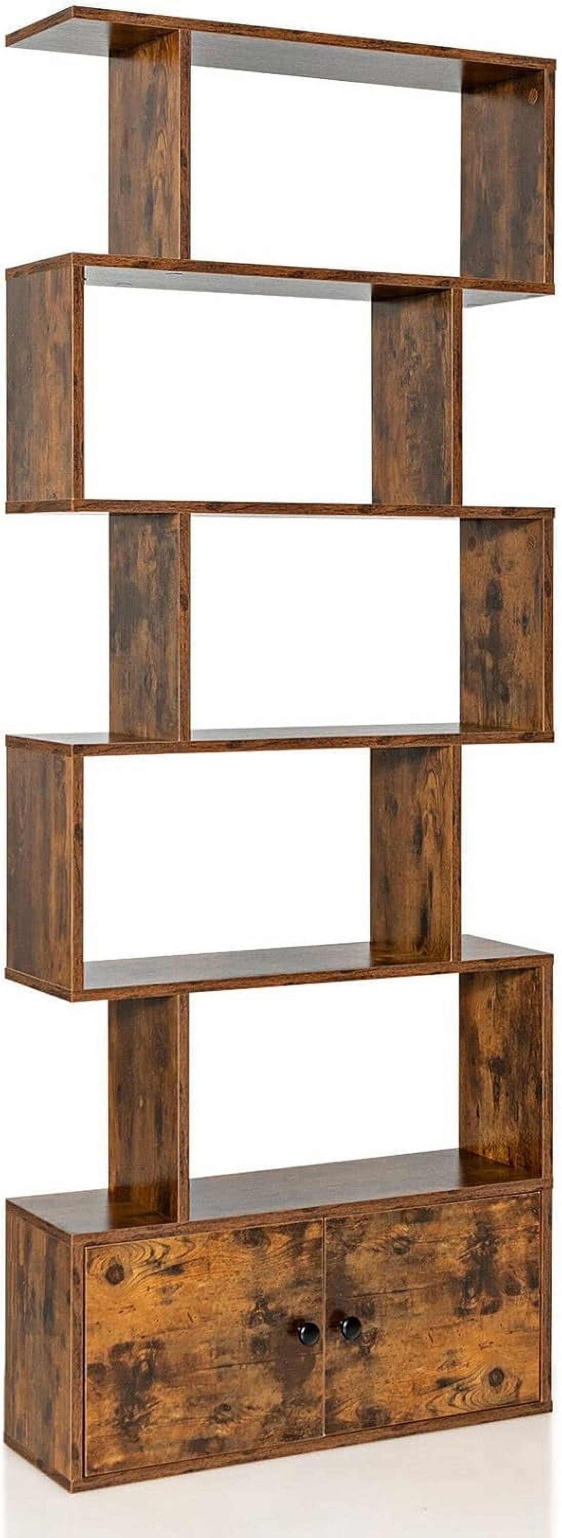 5 Tier Bookshelf Bookcase Freestanding Storage Display Rack with 2 ...