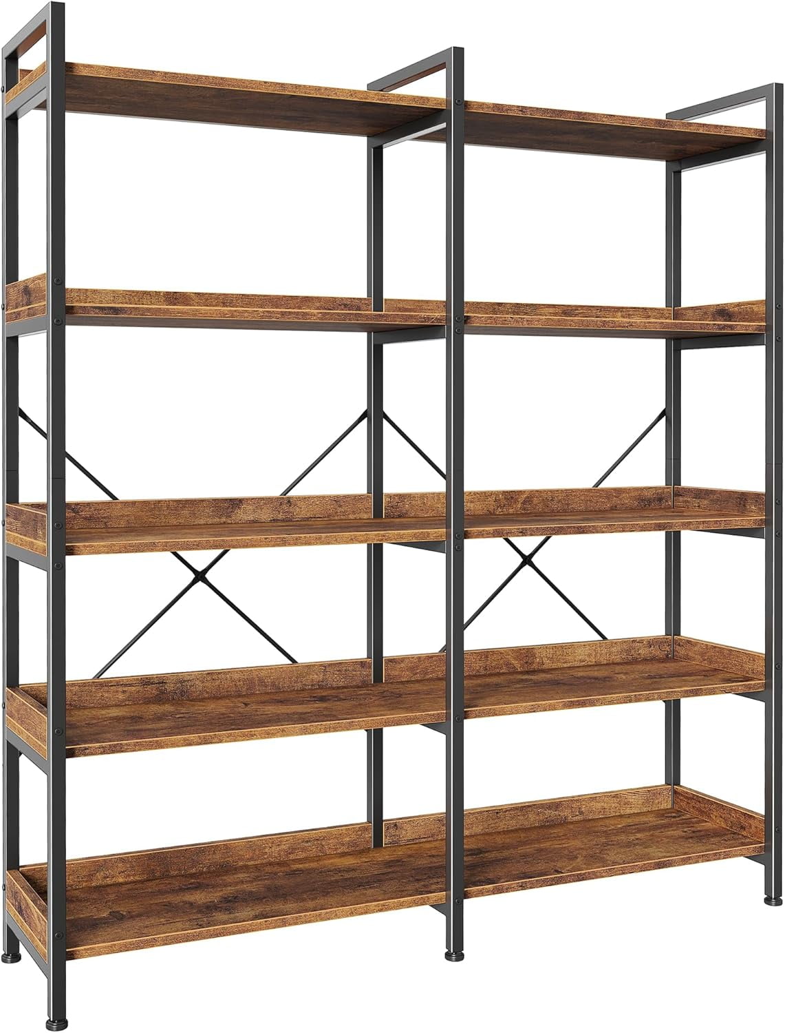 5 Tier Bookshelf, Display Bookshelf with 10 Open Shelves and Raised ...