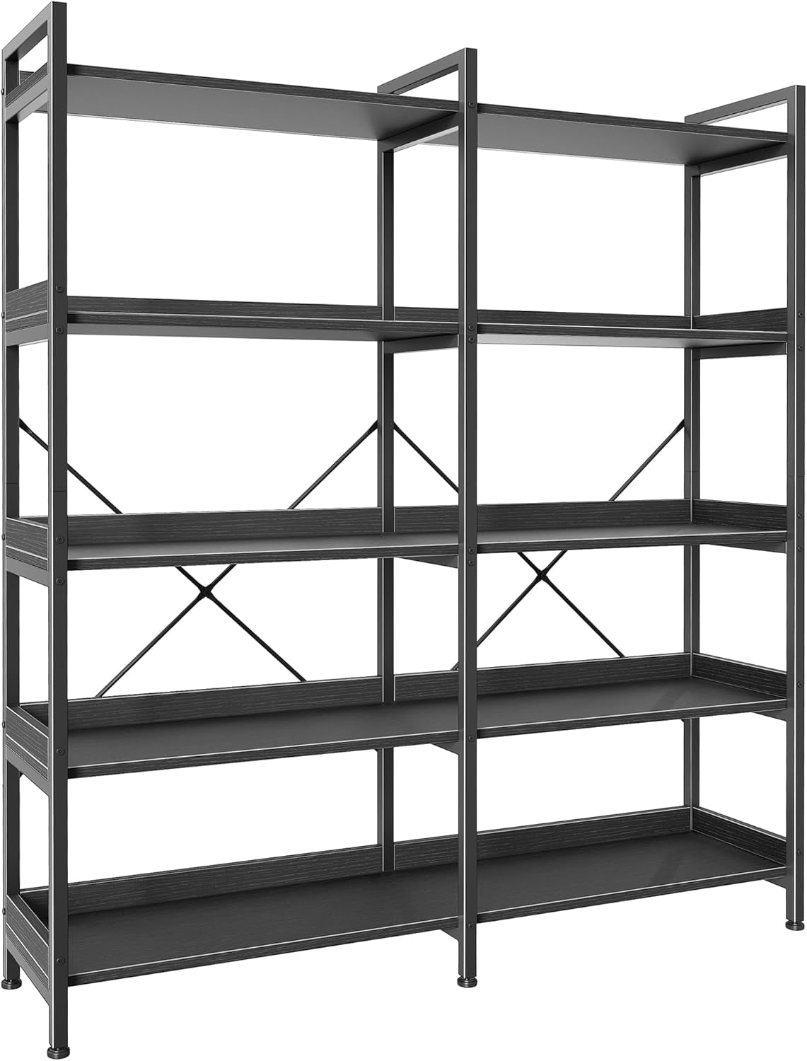 5 Tier Bookshelf Display Bookshelf with 10 Open Shelves and Raised ...