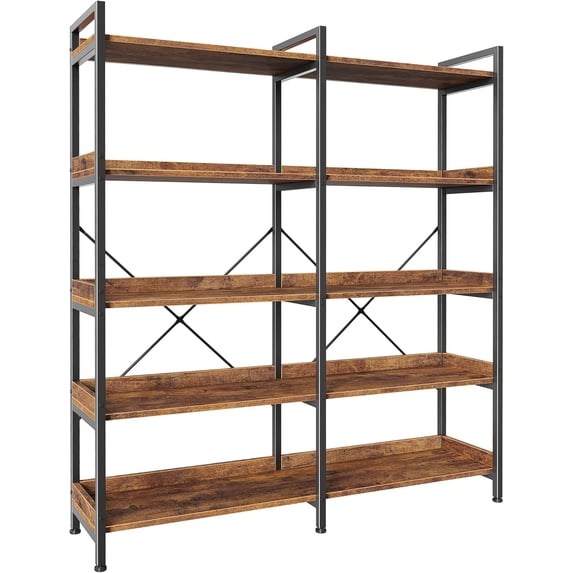 5 Tier Bookshelf Display Bookshelf with 10 Open Shelves and Raised ...