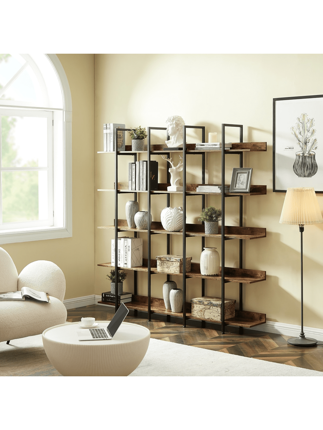 5 Tier Bookshelf, Industrial Bookcases And Bookshelves, Home Office ...