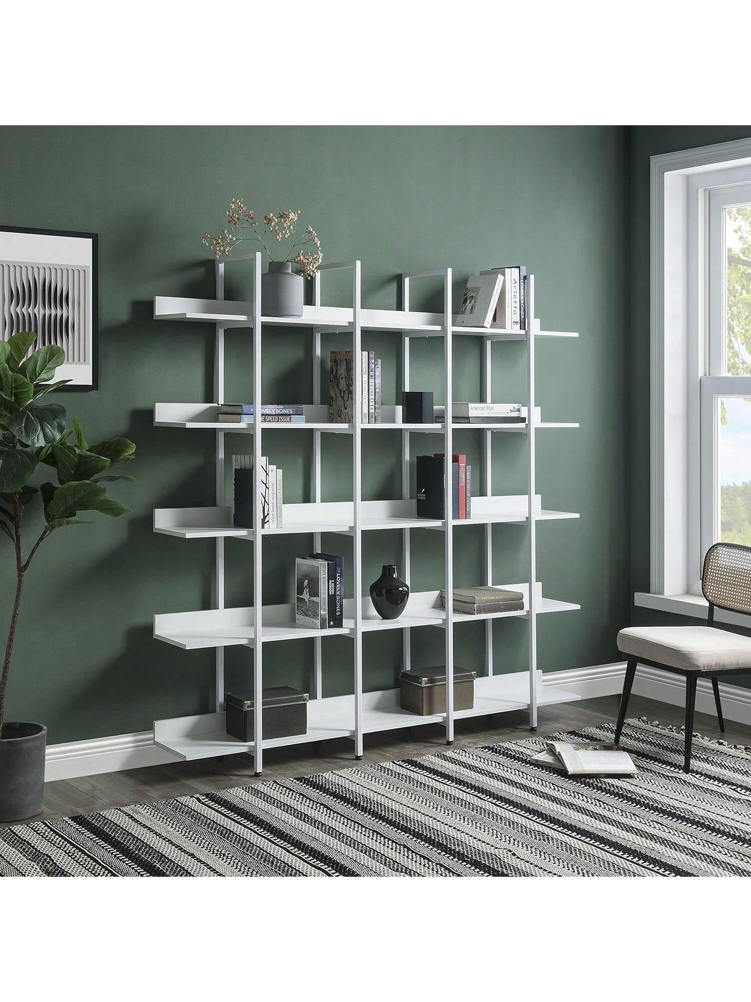 5 Tier Bookshelf, Industrial Bookcases And Bookshelves, Home Office ...