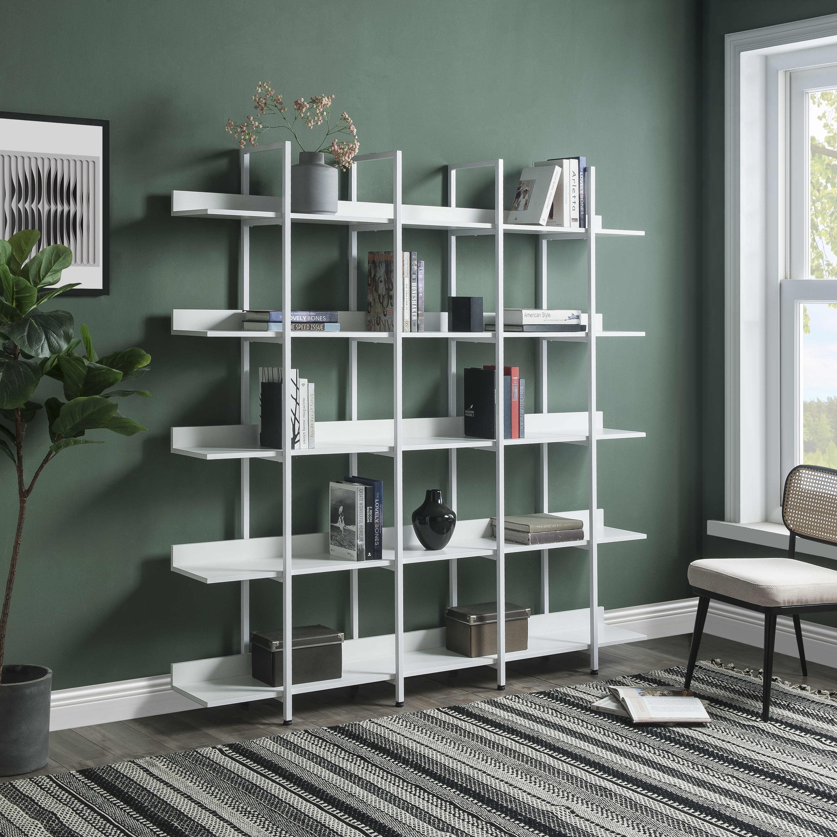 5 Tier Bookshelf, Industrial Bookcases and Bookshelves, Home Office ...