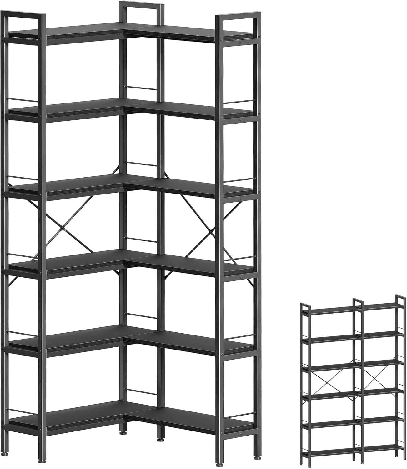 5 Tier Bookshelf L Shaped Corner Bookshelf with 10 Open Shelves 49.4 ...