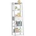 5 Tier Bookshelf, Ladder Shelf with Drawer, Tall and Narrow Bookcase ...