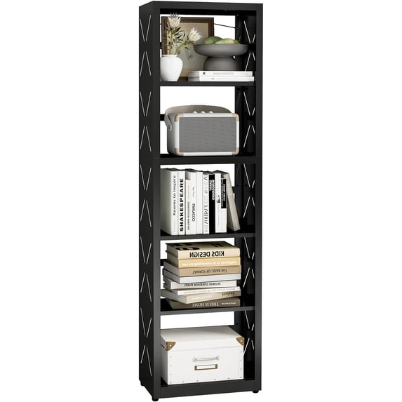 5-Tier Bookshelf, Metal Bookcase with Adjustable Shelves for Home ...