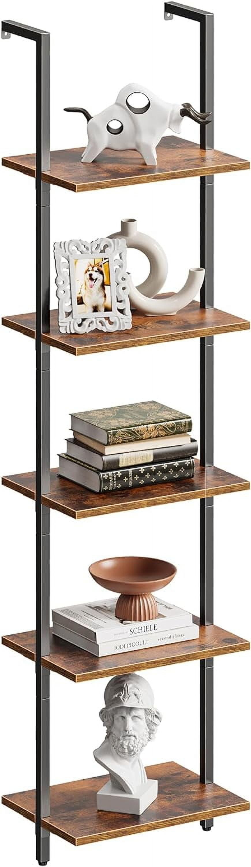 5 Tier Bookshelf, Narrow Book Shelf with Open Display Shelves, Small ...