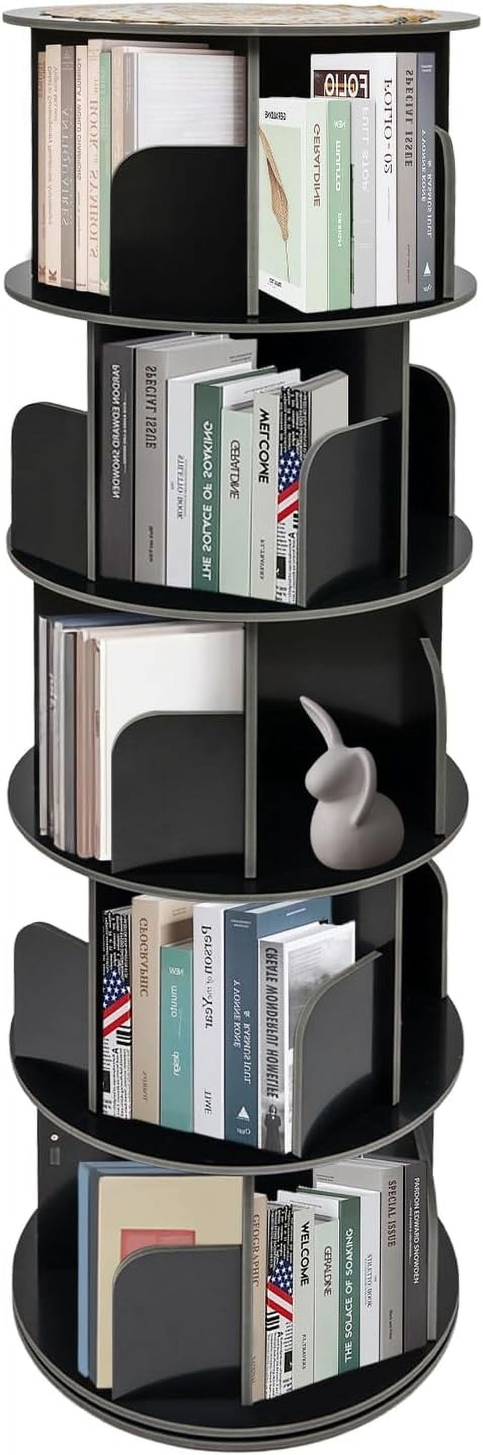 5 Tier Bookshelf,Rotating Book Shelf, 360° Spinning Bookcase Storage ...