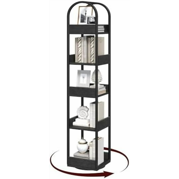5-Tier Bookshelf, Rotating Bookcase, 360° Spinning Book Shelf, Rotate ...