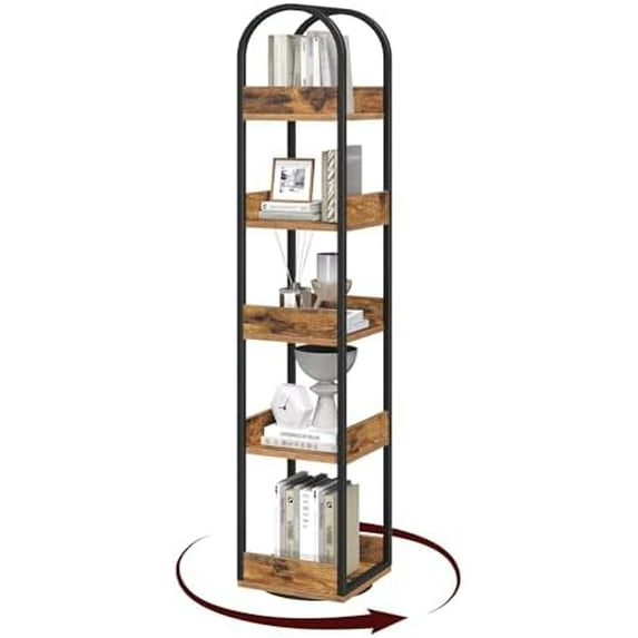 5-Tier Bookshelf, Rotating Bookcase, 360° Spinning Book Shelf, Rotate ...