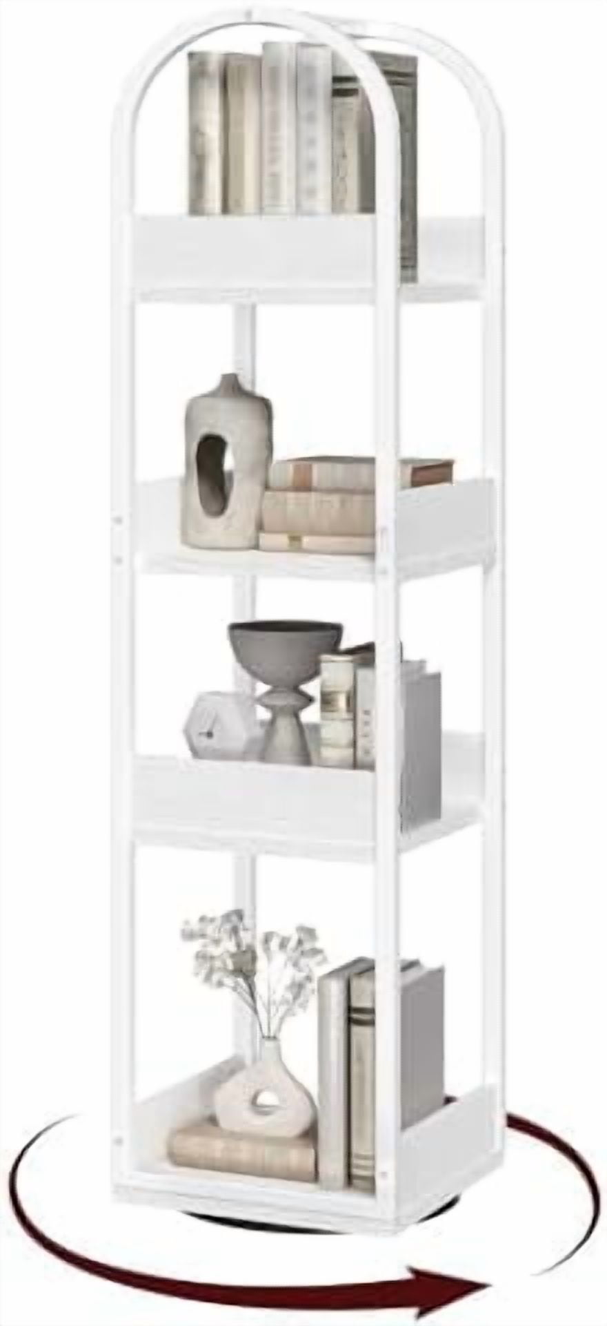 5-Tier Bookshelf, Rotating Bookcase, 360° Spinning Book Shelf, Rotate ...