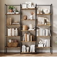 5-Tier Bookshelf, Rustic Industrial Bookcase with Frame, Modern Wide ...