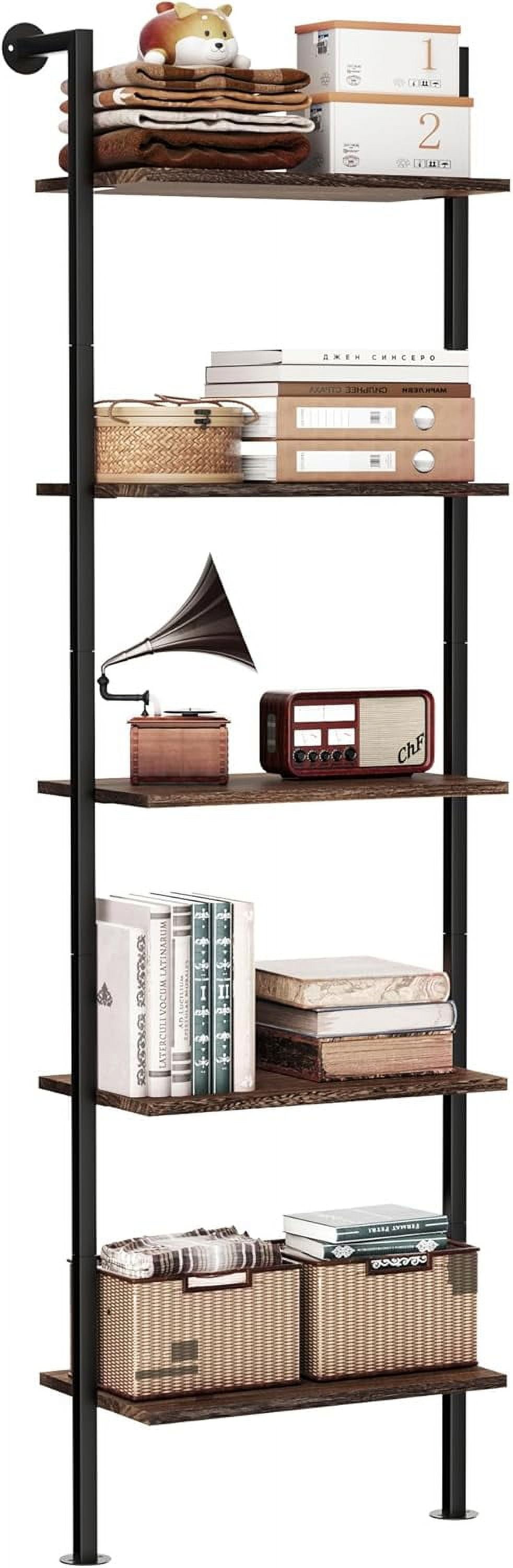 5-Tier Bookshelf Solid Wood Ladder Shelf, Narrow Book shelf Display ...