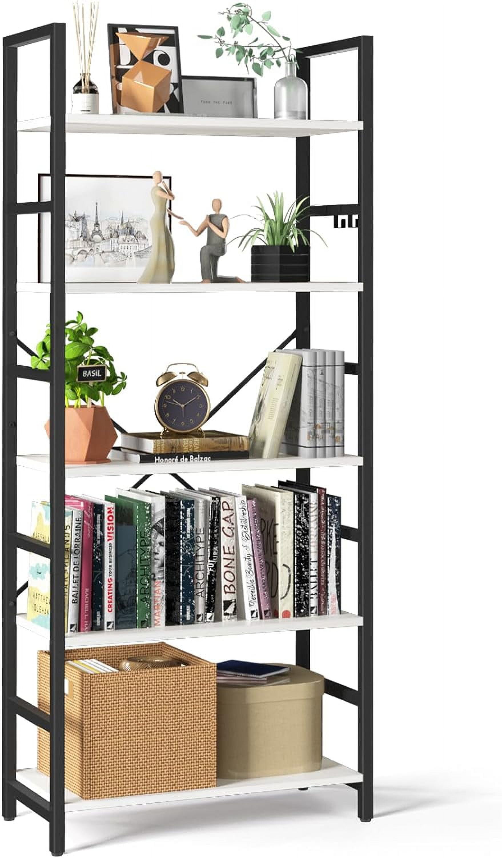 5 Tier Bookshelf - Tall Book Shelf Modern Bookcase for CDs/Movies/Books ...
