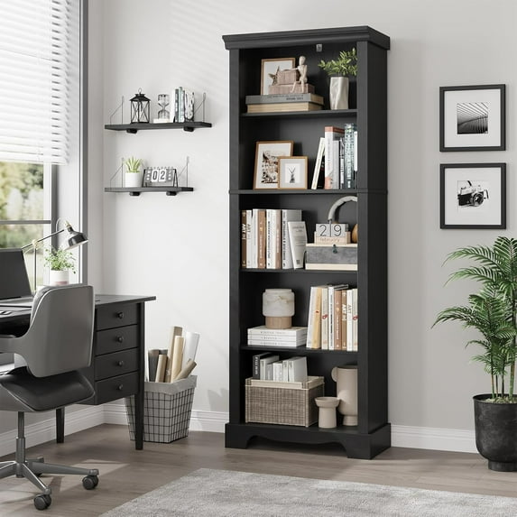 5-Tier Bookshelves and Bookcases, 61.1 inch Tall Bookshelf with Ample ...