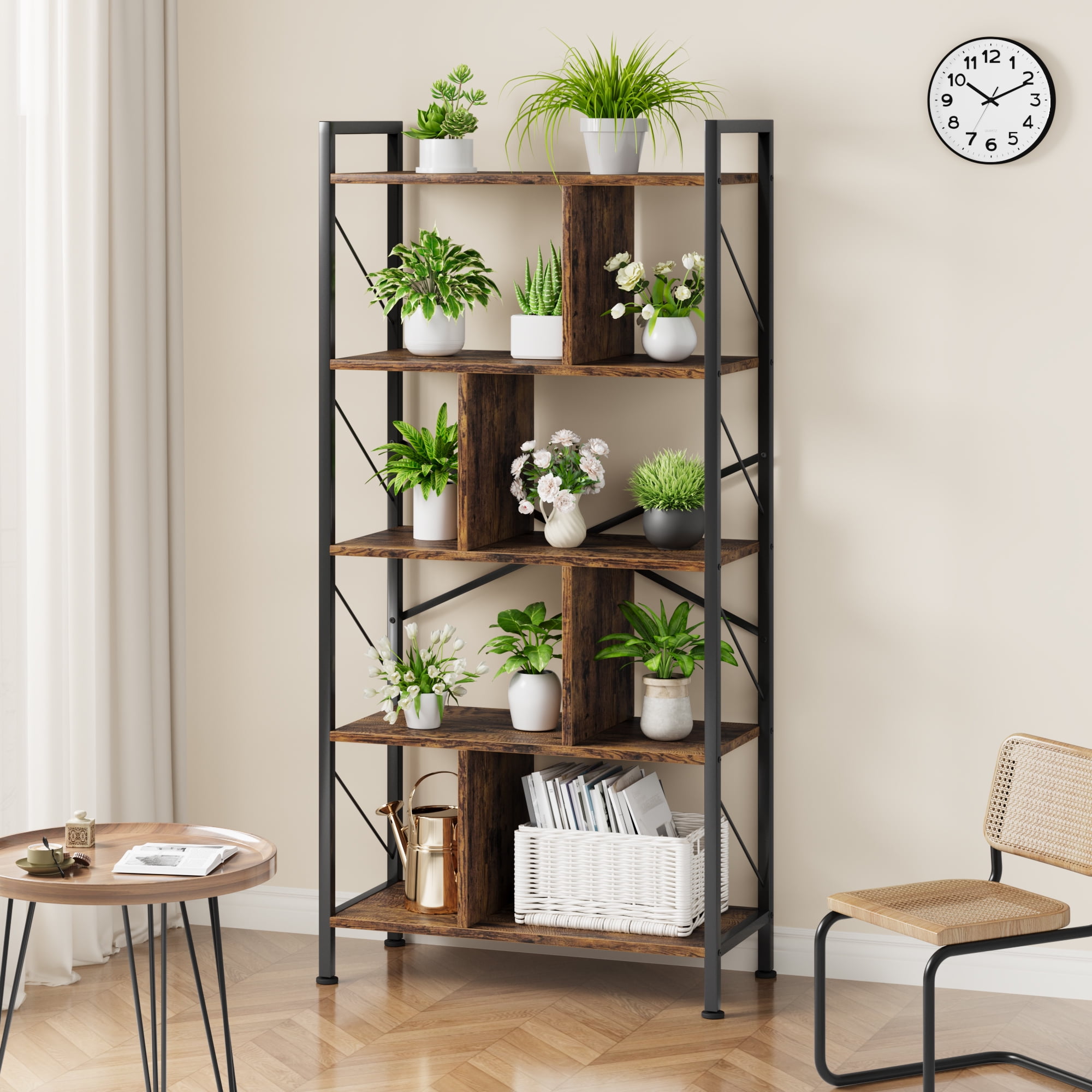5 Tier Bookshelves with Storage, 61 Inch Tall Industrial Book Shelf ...