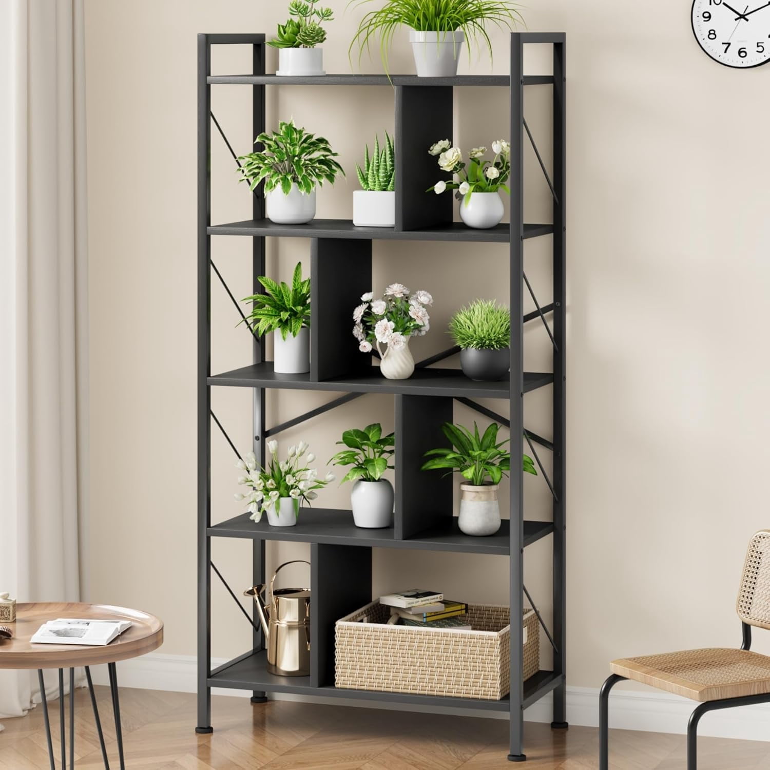 5 Tier Bookshelves with Storage, 61 Inch Tall Industrial Book Shelf ...