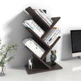 5-Tier Brown Geometric Tree Bookshelf For Office Home Desktop ...