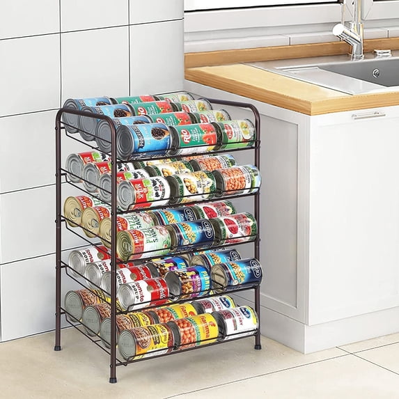 "HEOMU 5 Tier Can Rack Organizer, Holds 60 Cans, Tilt Design, 14.17""D ...