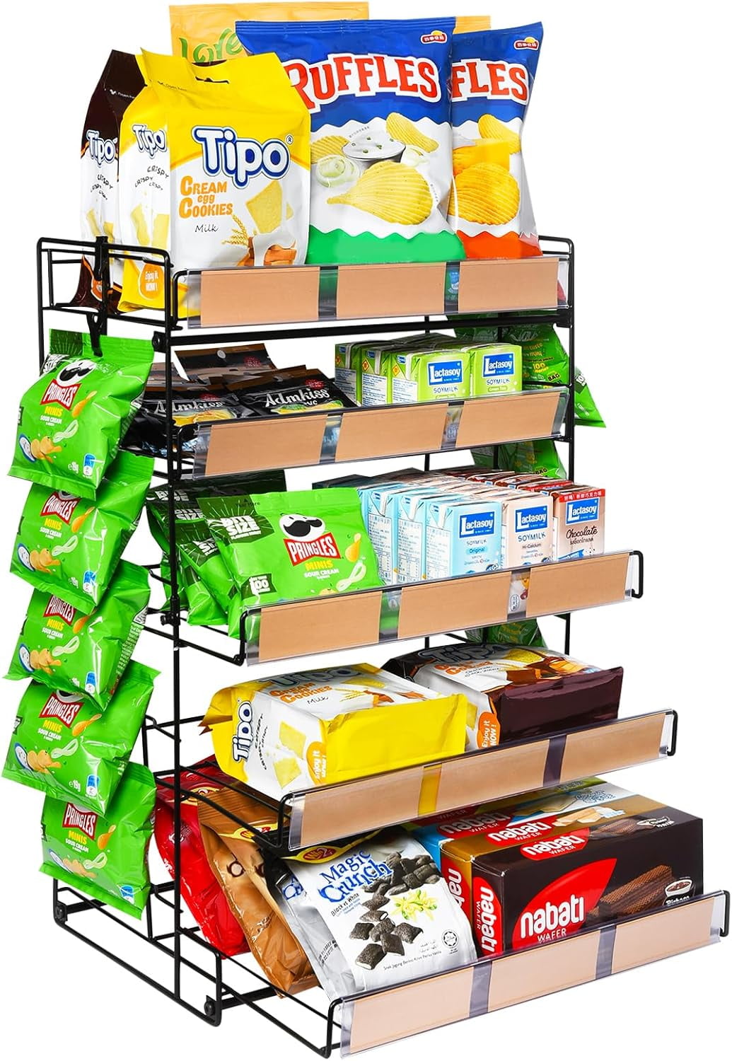 5-Tier Candy Display Rack, Pull-Out Drawer Design Display Snack Rack ...