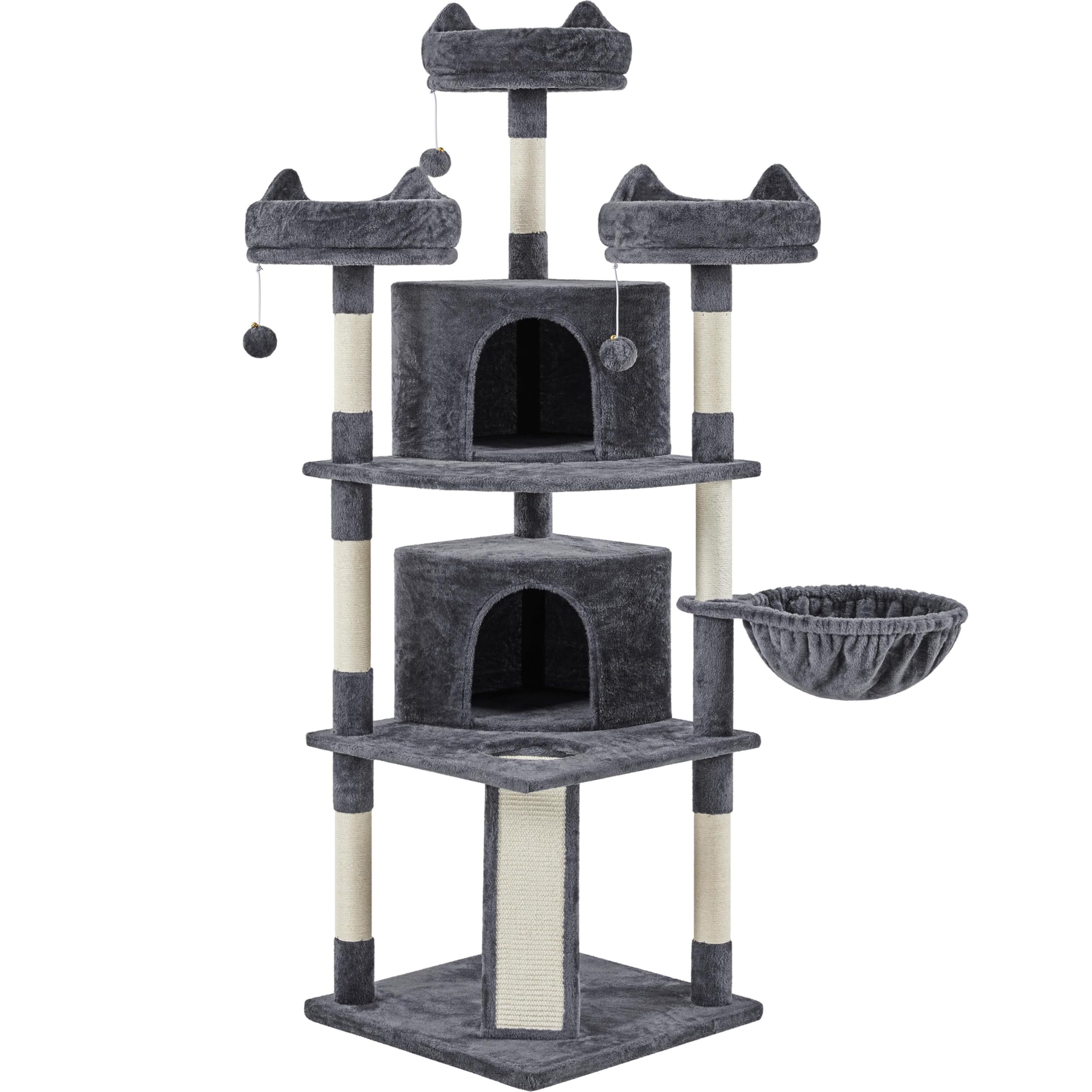 5-Tier Cat Tower with Cozy Condos, Circular Basket, Scratching Posts ...