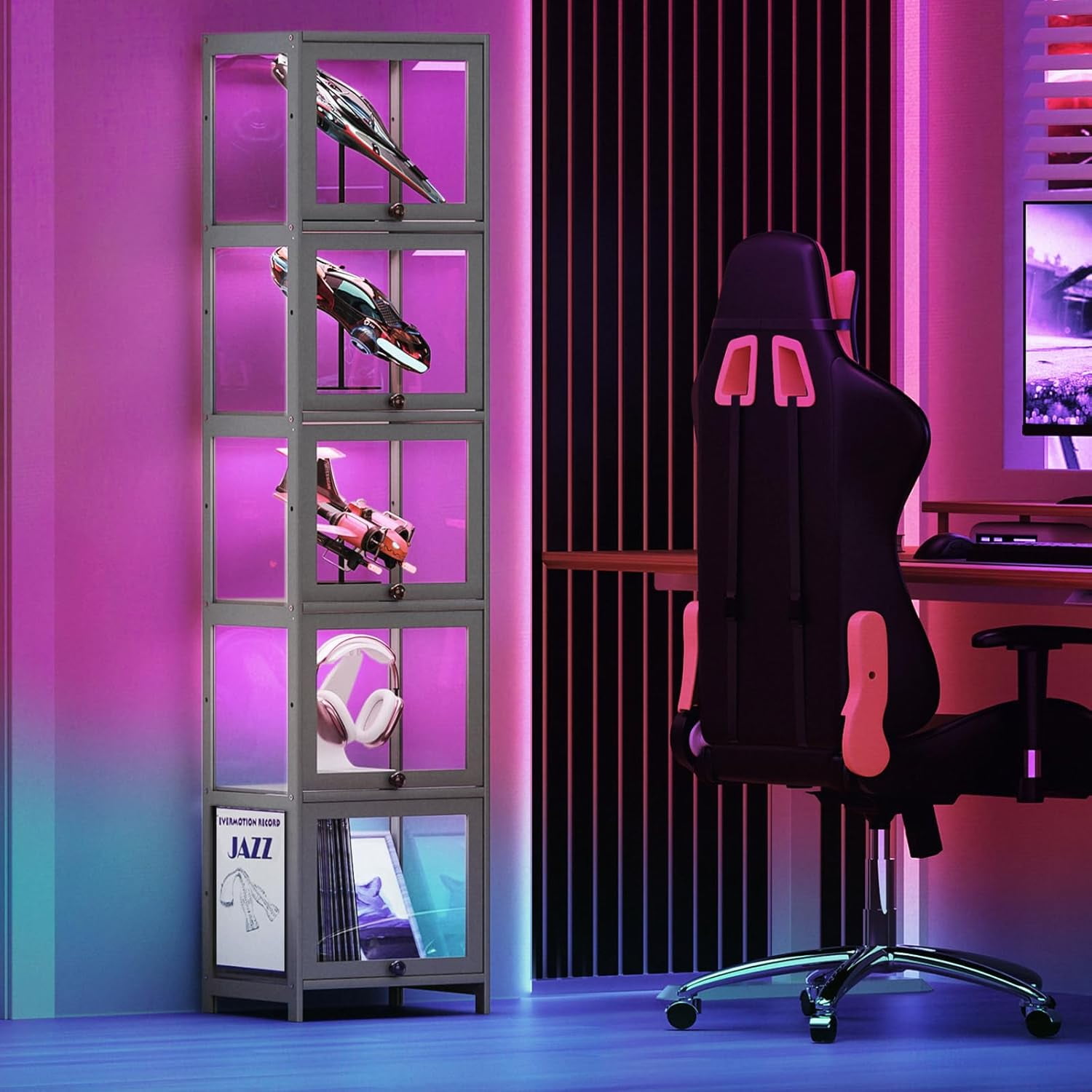 5-Tier Clear Display Cabinet with Flip Acrylic Doors, Collectibles Toy ...