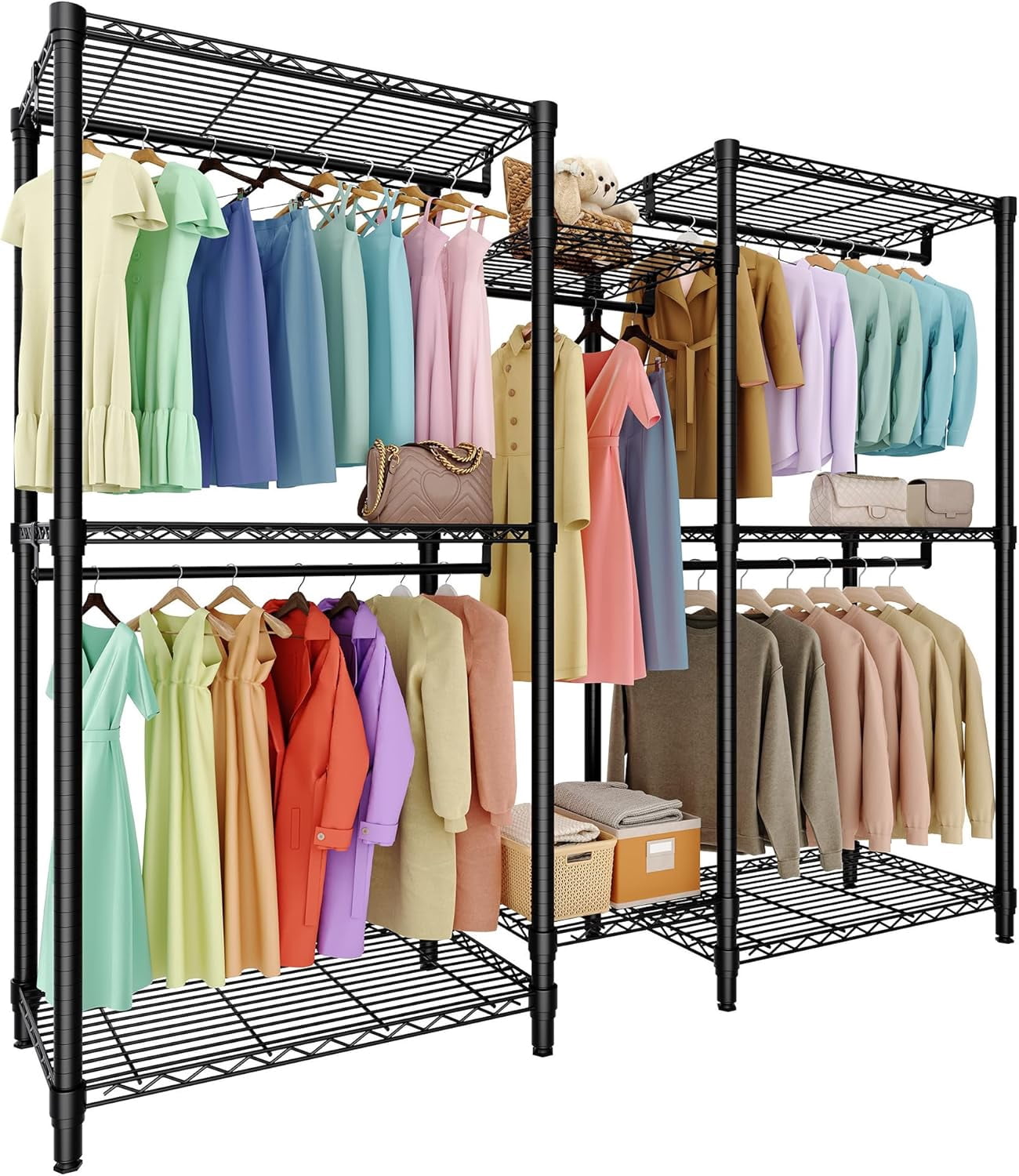 5-Tier Clothes Rack 1870 LBS Load Heavy Duty Garment Rack with 8 ...