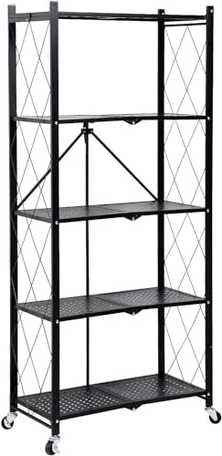 5 Tier Collapsible Shelves Origami Shelf Heavy Duty Shelf Organizer ...