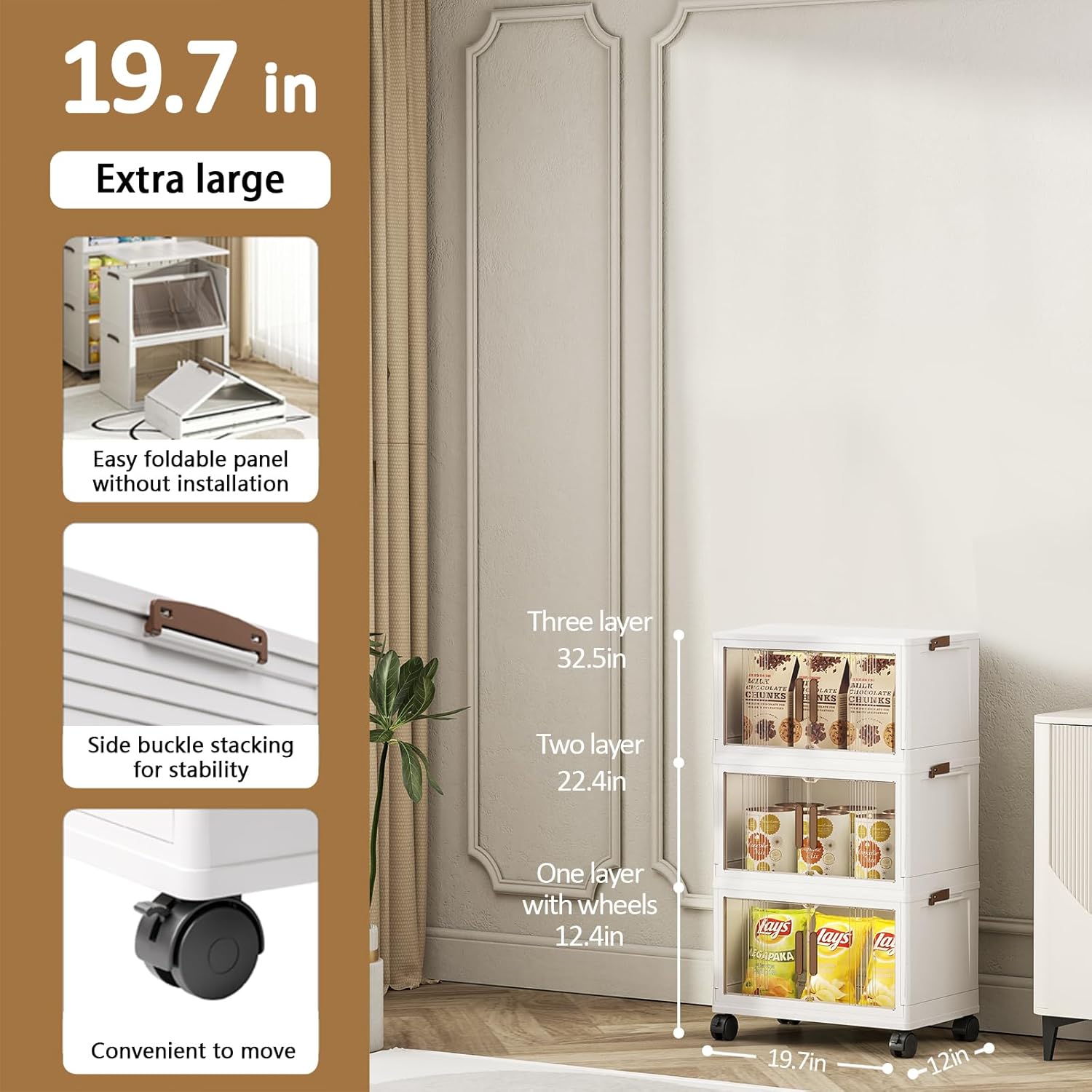 5 Tier Collapsible Storage Bins with 45QT Closet Organizers 11.1Gal ...